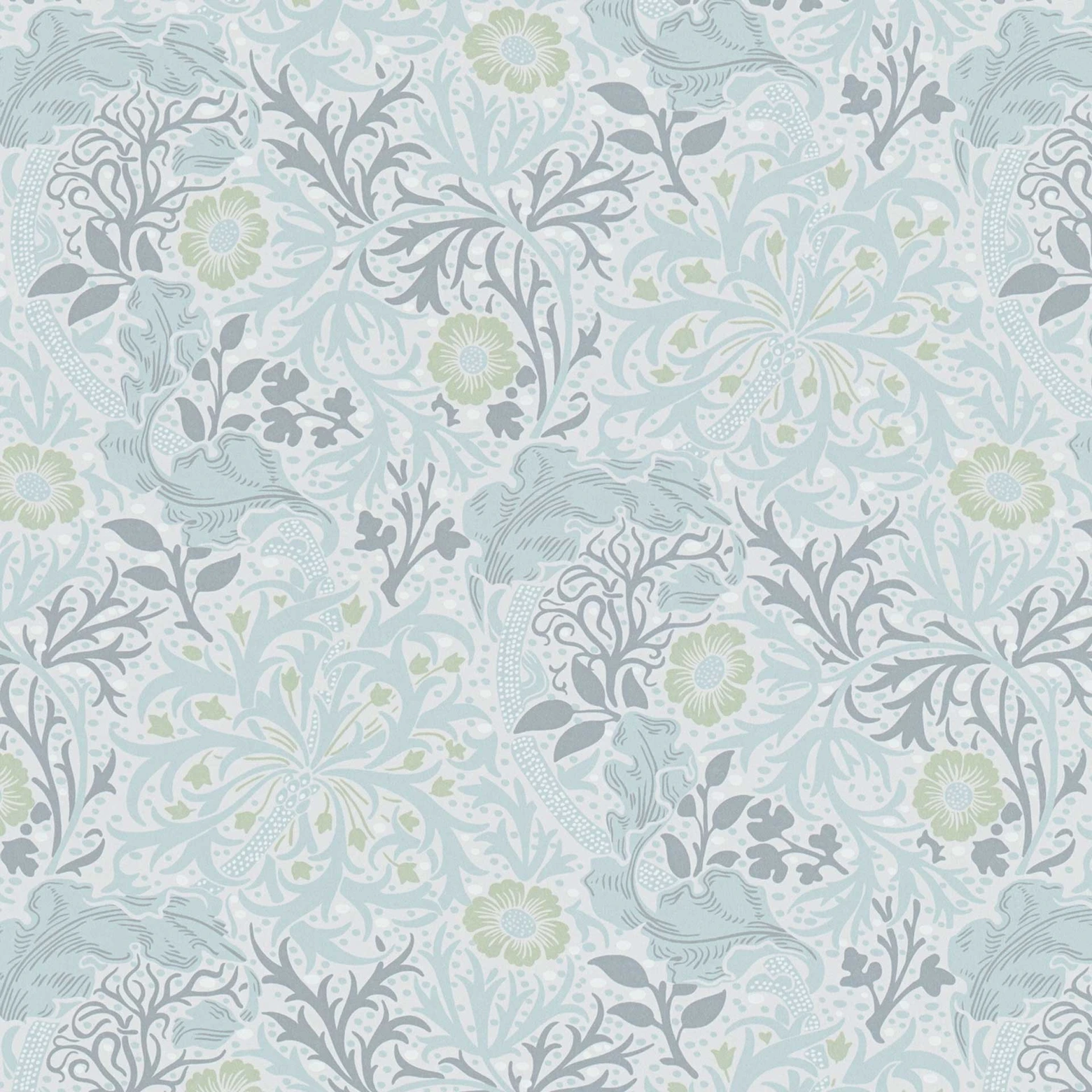 Tapete mit Blumenranken und Blüten Blau Weiß - Blumen-Vliestapete ...