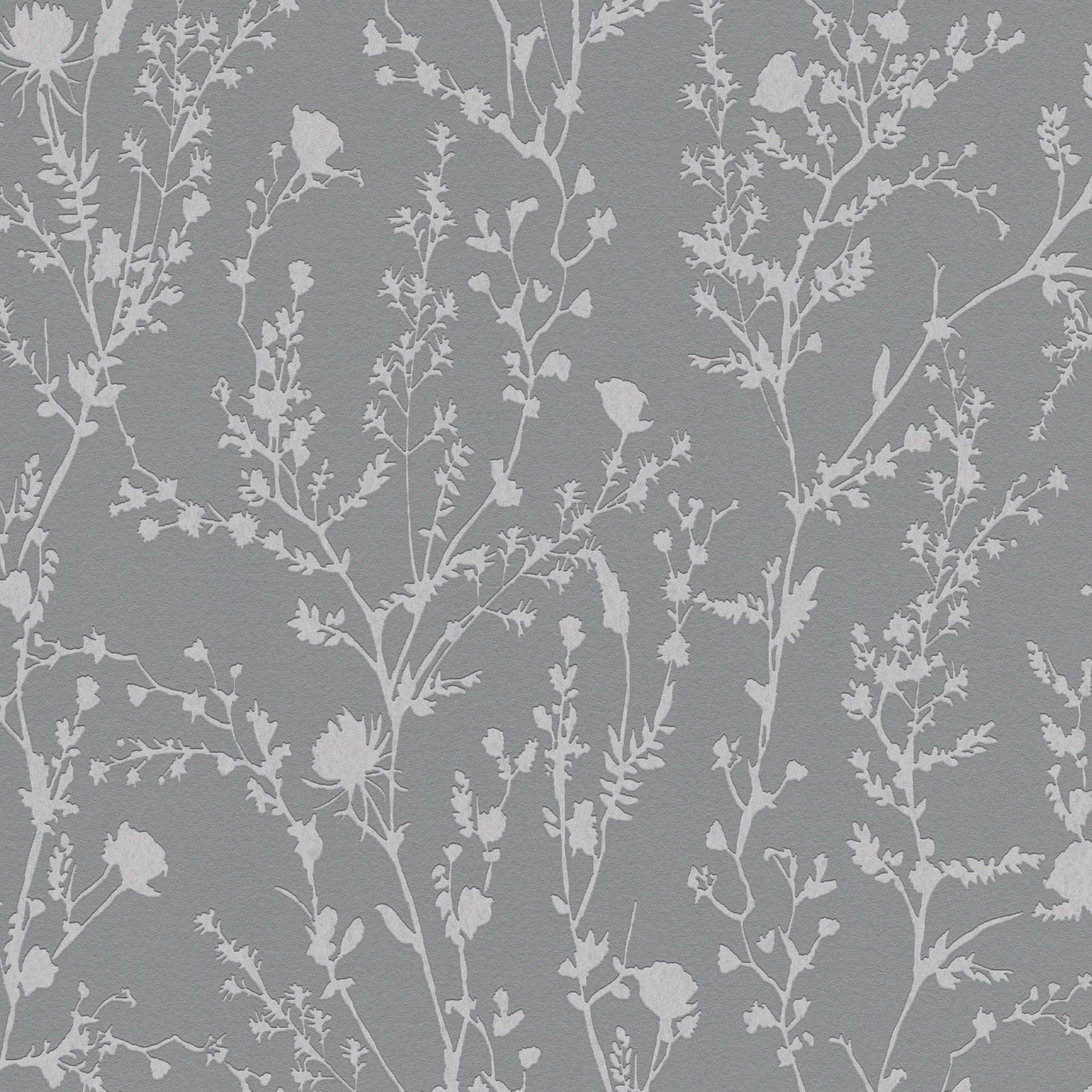 Mustertapete Äste Blüten Silber Grau - Blümchen Vliestapete floral ...
