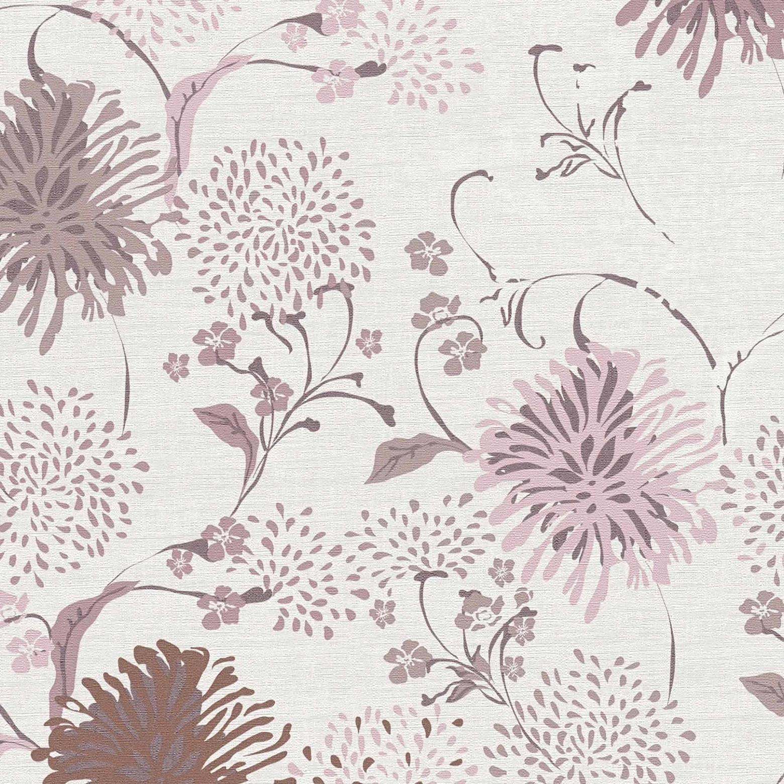 bloemen behang abstract wit paars - bloemen behang - natuurlijk ...