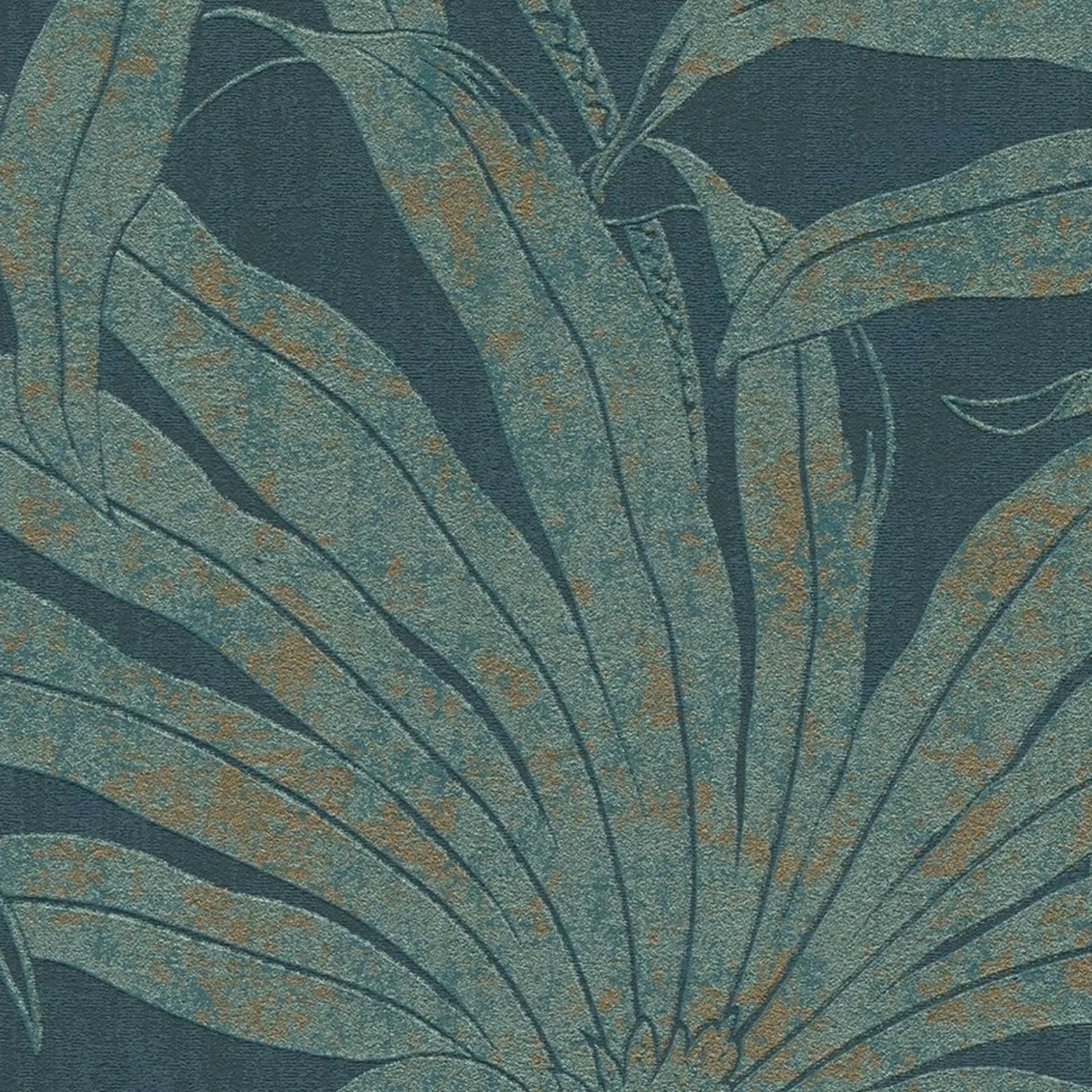 planten behang licht glanzend blauw goud - patroon behang met jungle ...