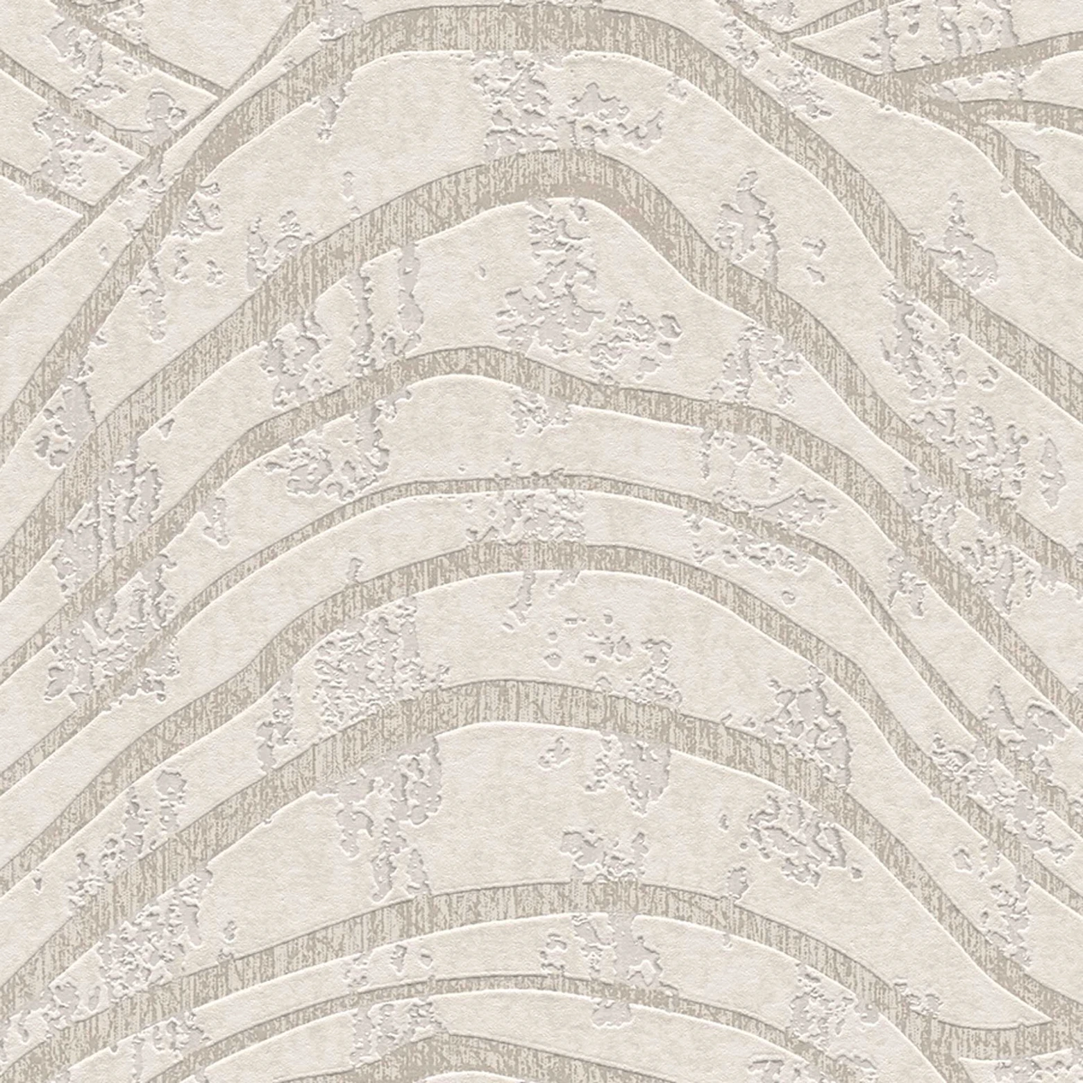 abstract 3D behang met golven wit zilver - vliesbehang metallic effect ...