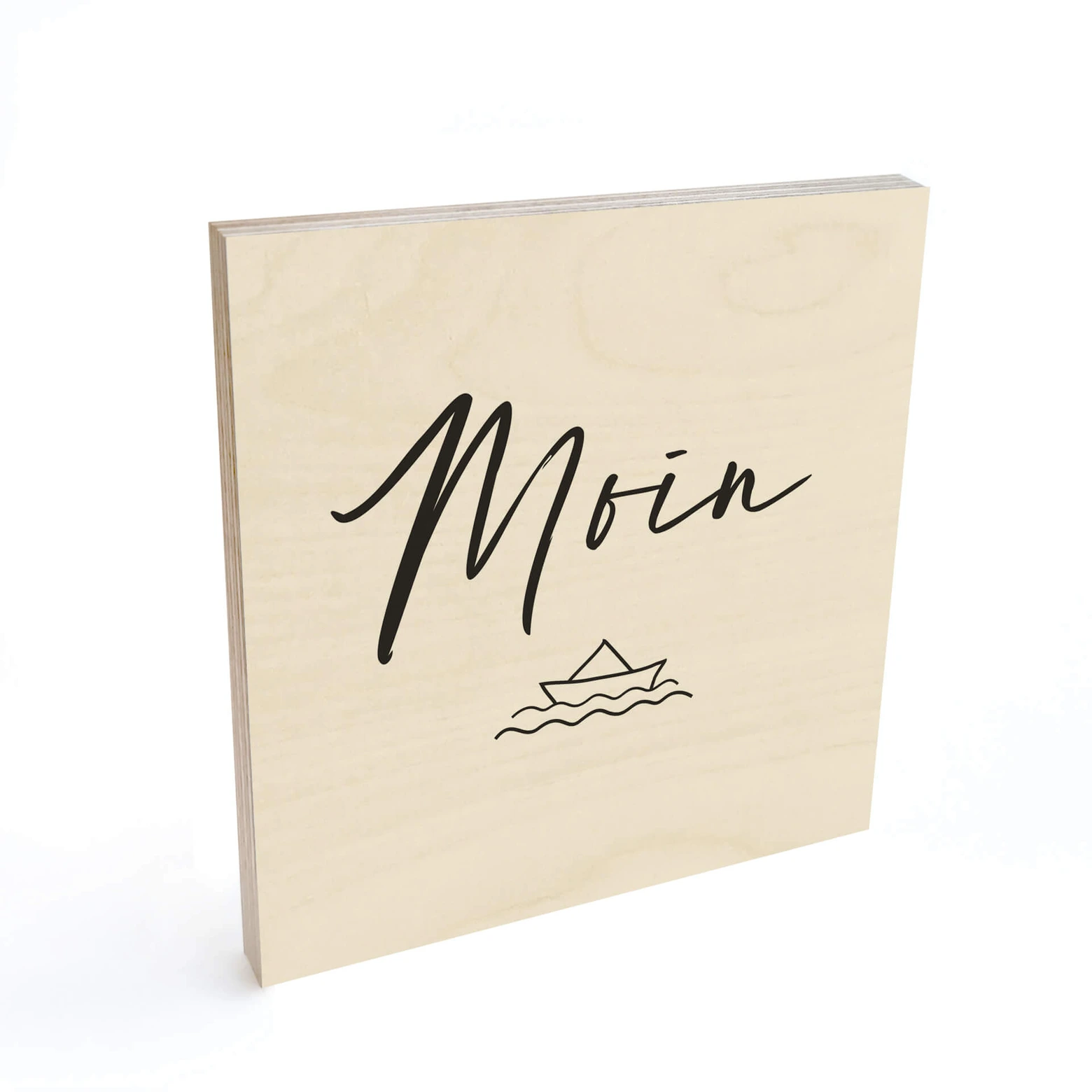 Holzposter Moin mit Boot - Quadratisch | wall-art.de