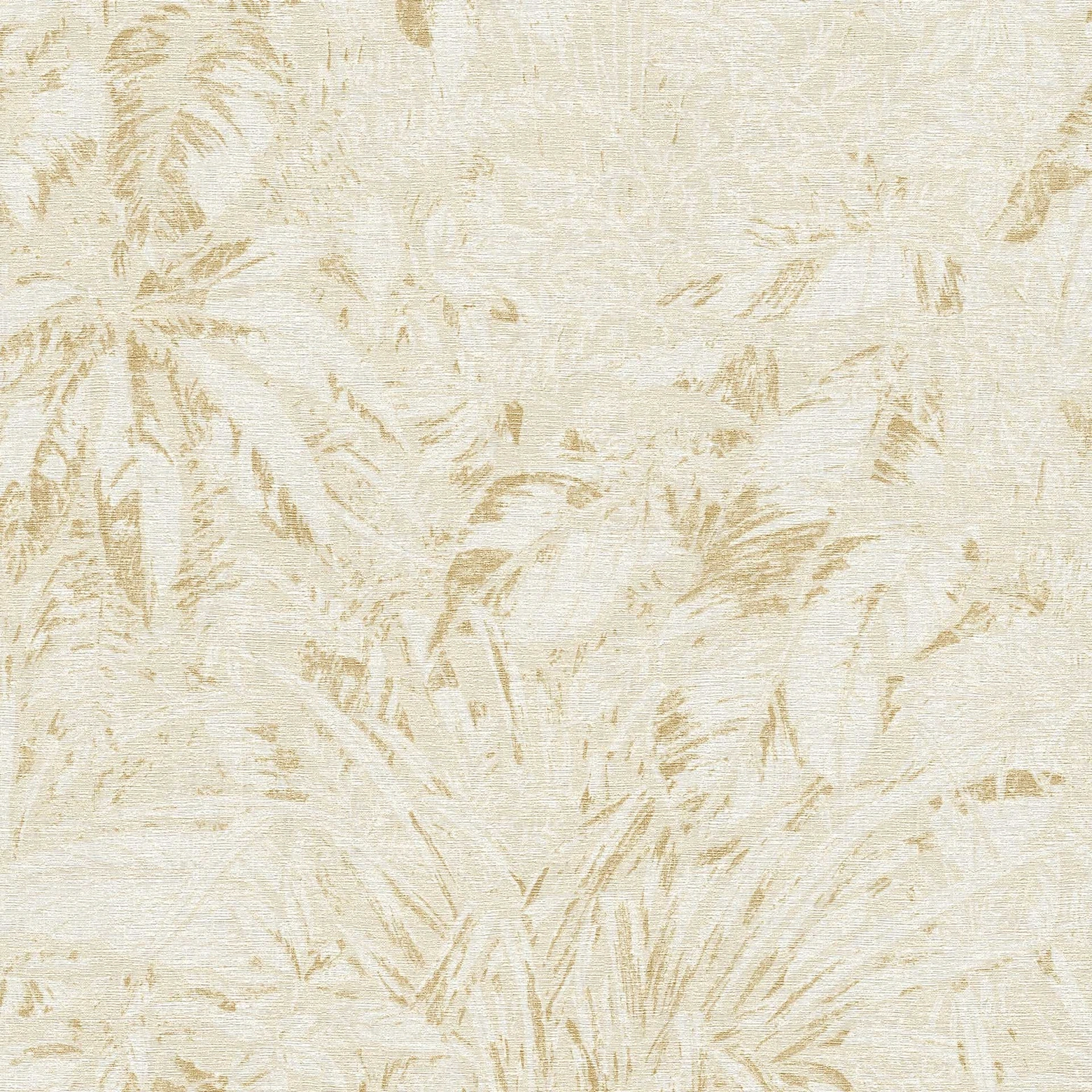 Nature-inspired plant pattern cream-beige wallpaper - non-woven ...