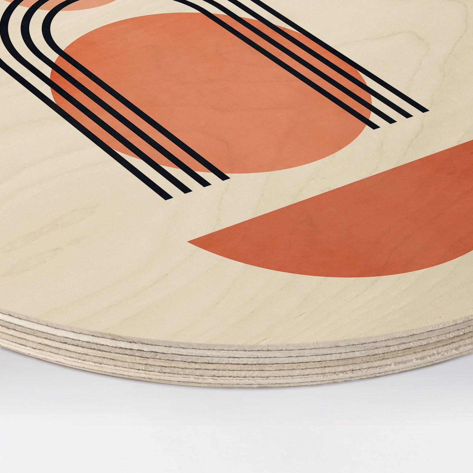 Holzbild Abstrakte Geometrie in Pfirsichfarben - Kubistika - Rund ...