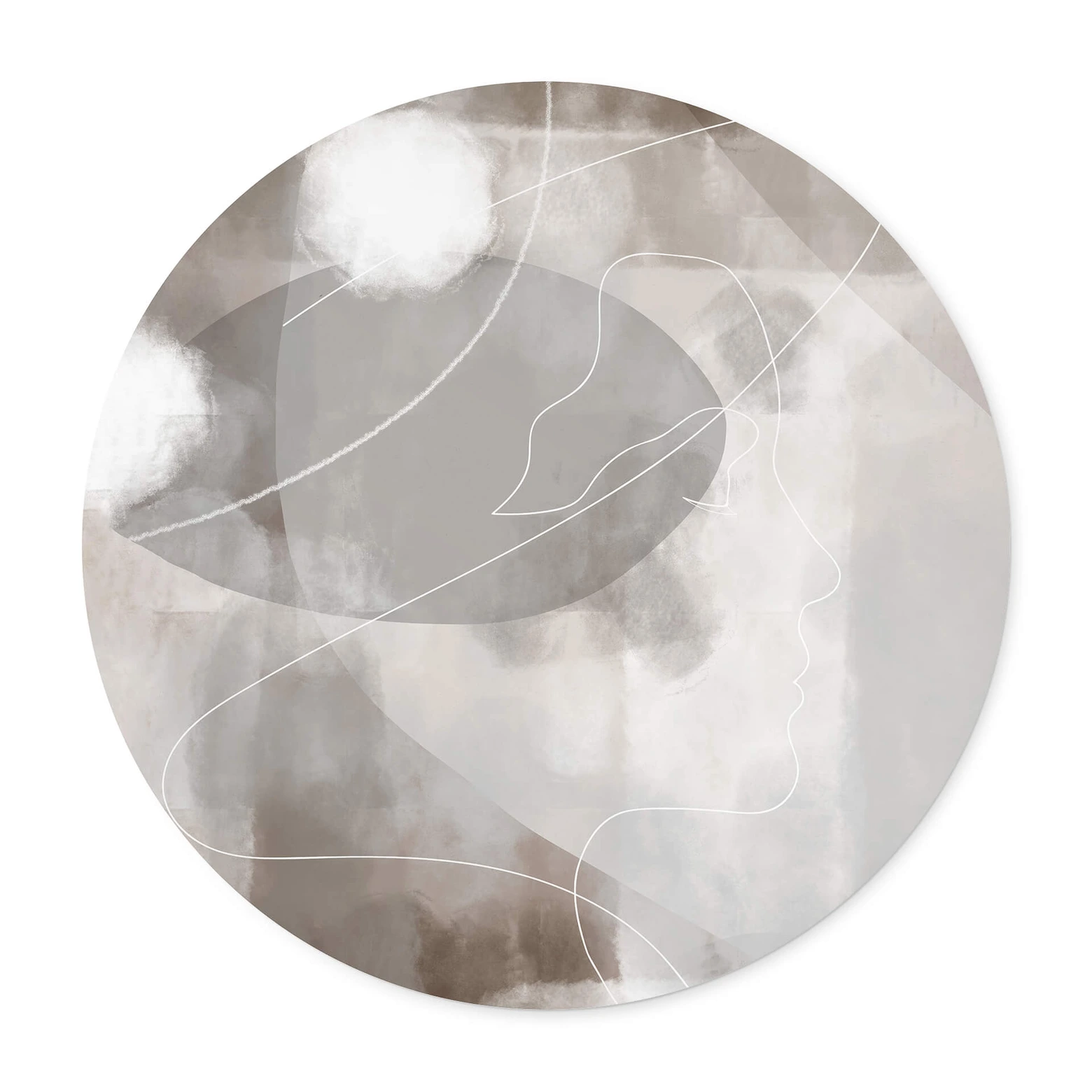 Poster 1X Studio - Line Art Frauen Portrait - Rund | wall-art.de