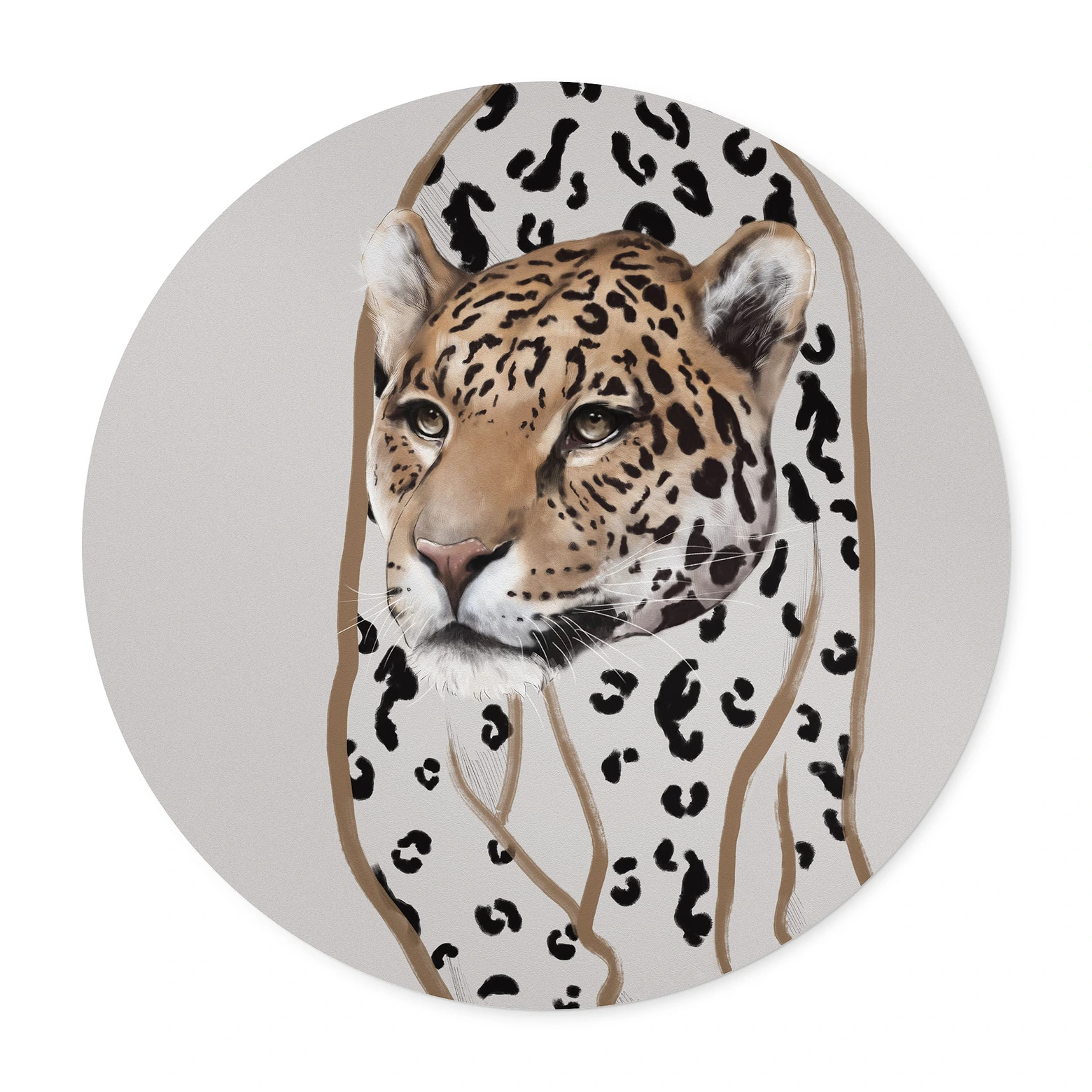Poster Rund Leopard Illustration - Roberg - Rund | wall-art.de