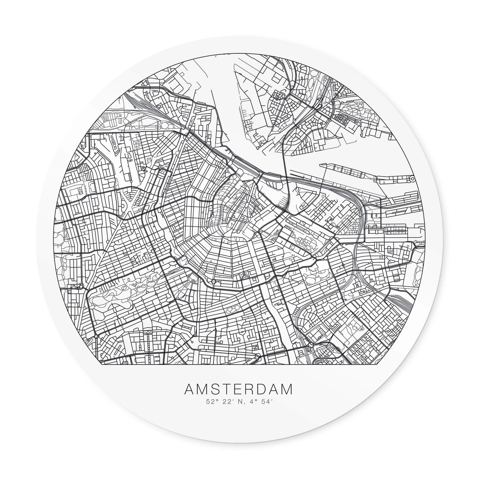 Poster Stadtplan Amsterdam - Rund | wall-art.de