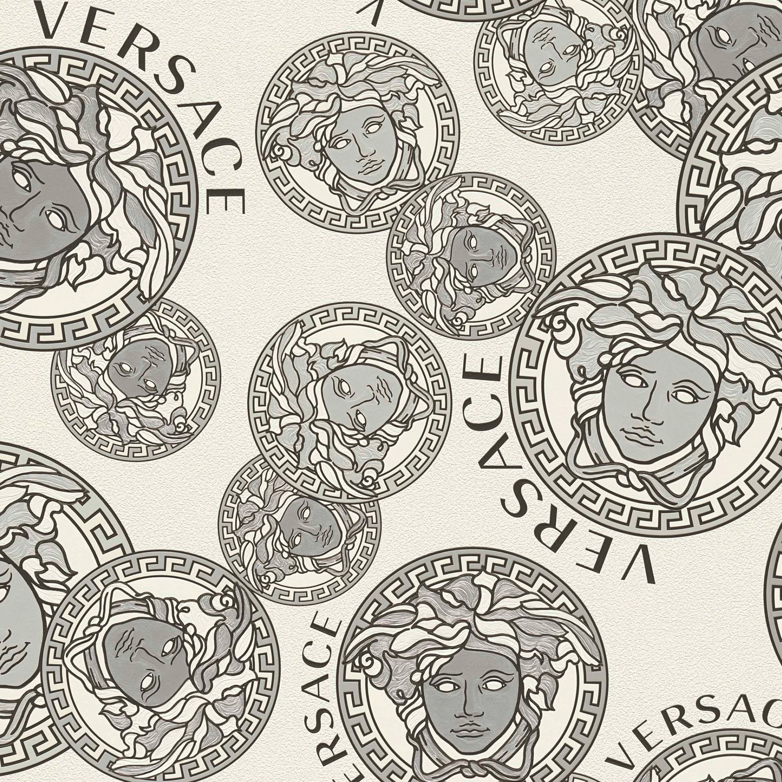 Versace Home Luxe Behang Medusa Hoofd Zwart Wit | wall-art.nl