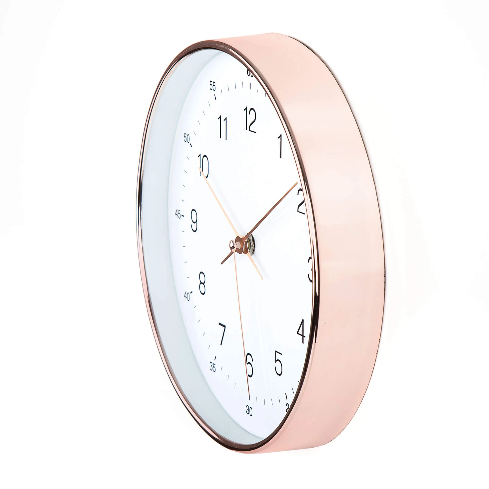 Moderne Wanduhr in Weiß-Roségold-Optik Ø25 cm | wall-art.de