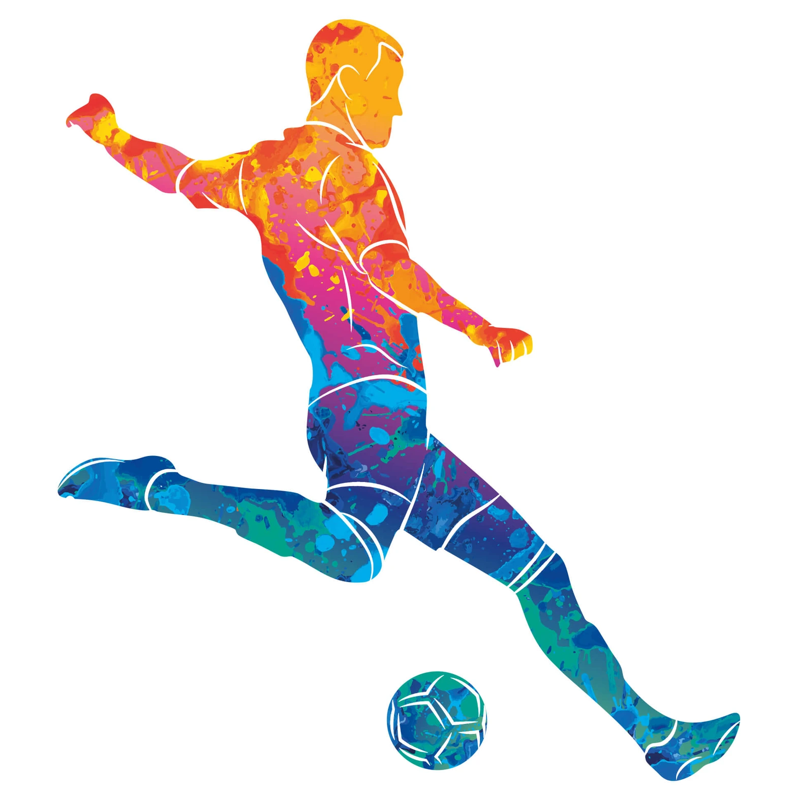 Muursticker Voetballer met kleurverloop | wall-art.nl
