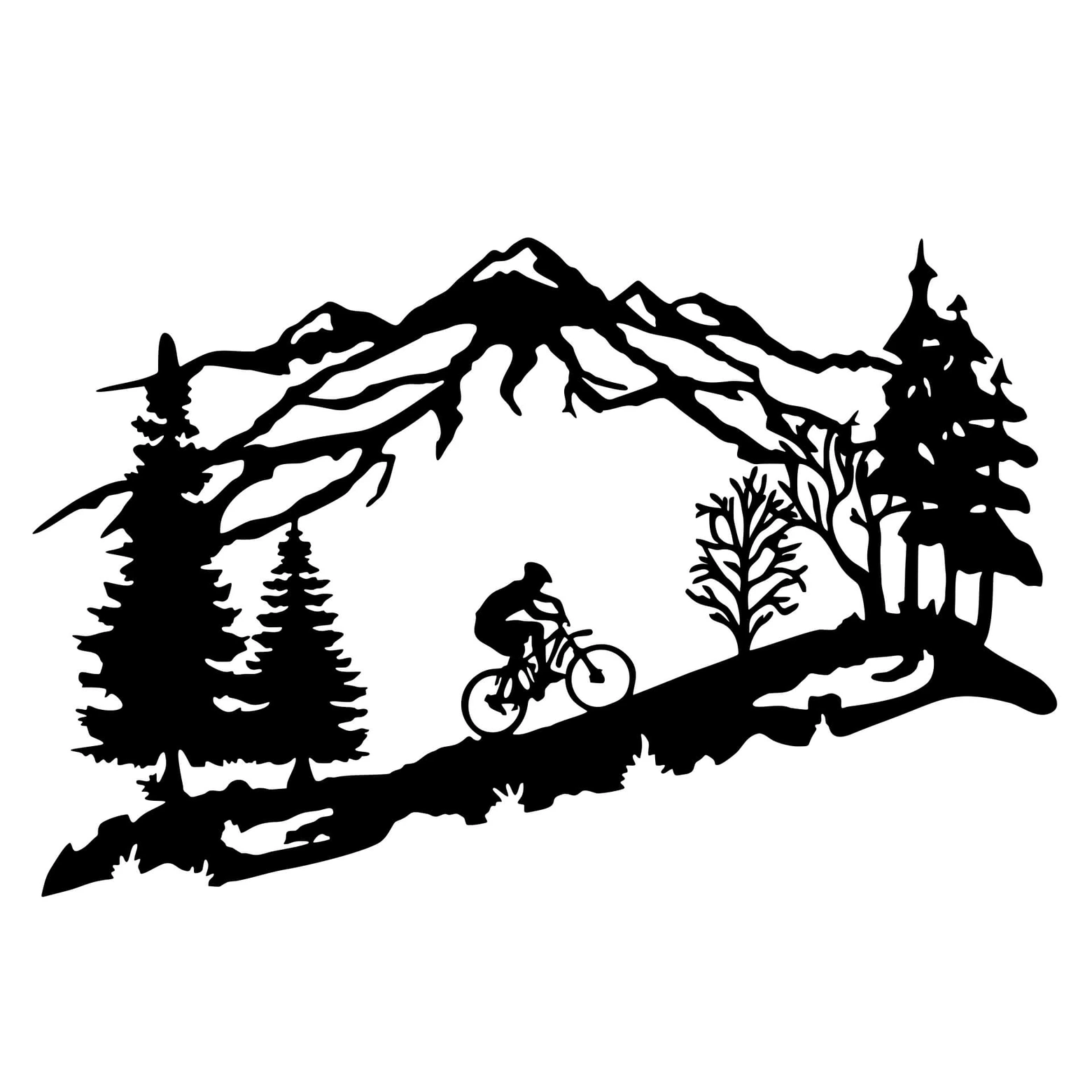 Wandtattoo Mountainbike in den Bergen | wall-art.de