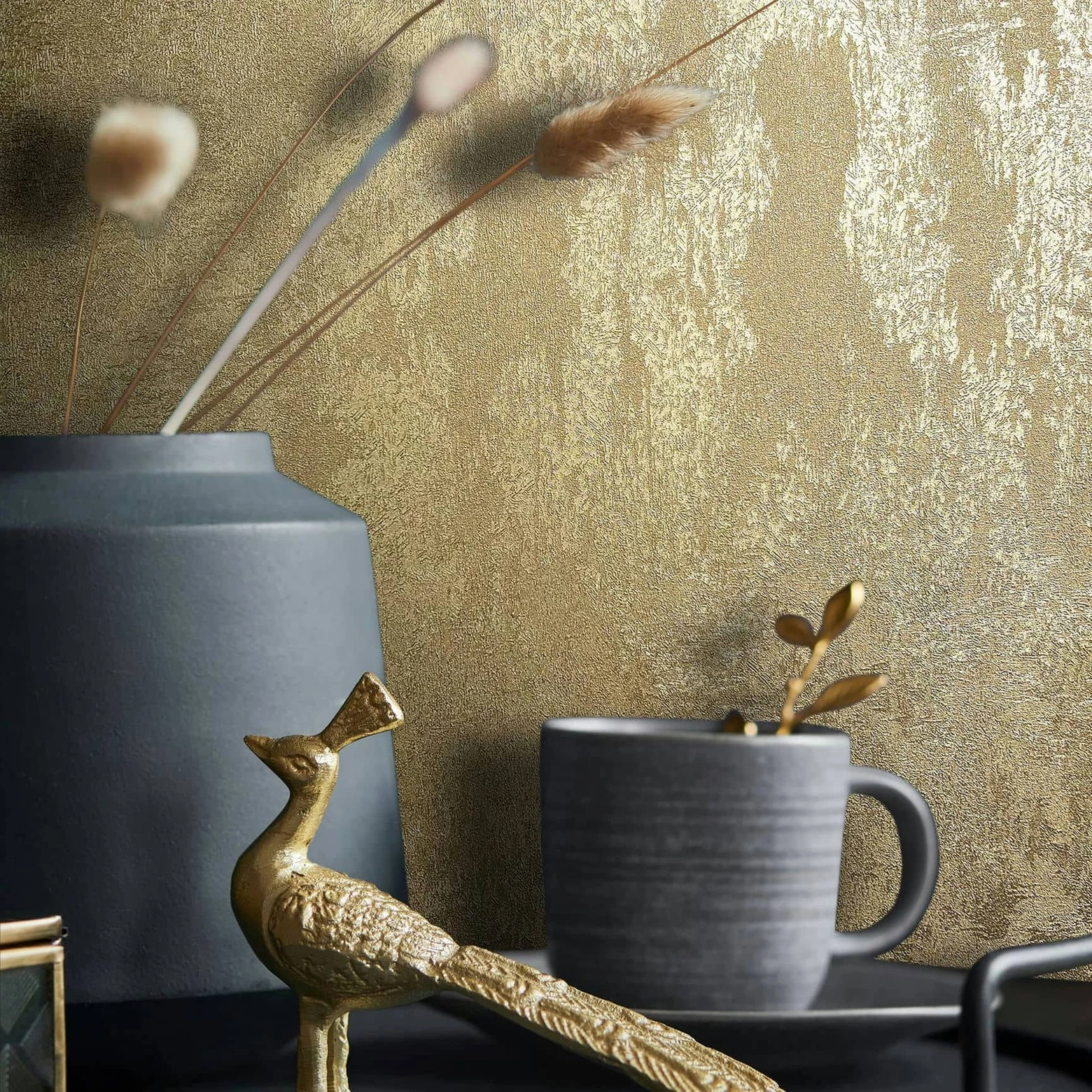 vliesbehang goud structuur voor woonkamer slaapkamer behang marburg ...