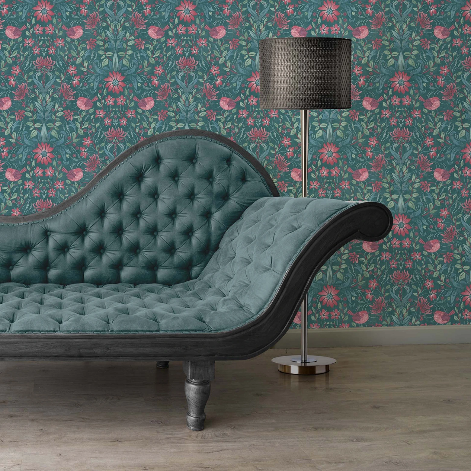 behang bloem groen roze - vliesbehang landhuis A.S. Création - mat en ...