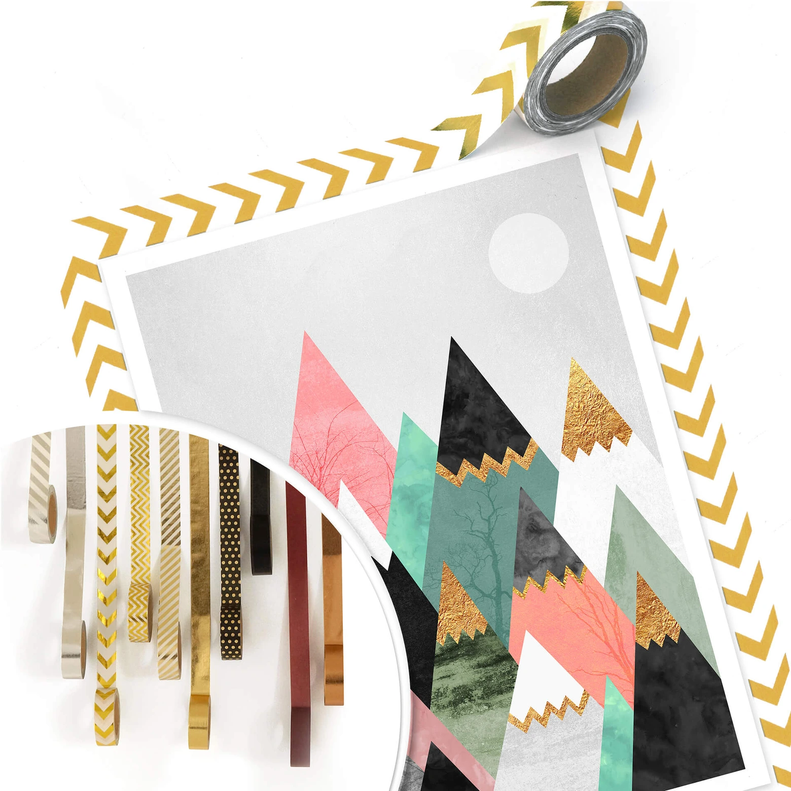 Poster Fredriksson - Bonte Bergen | wall-art.nl