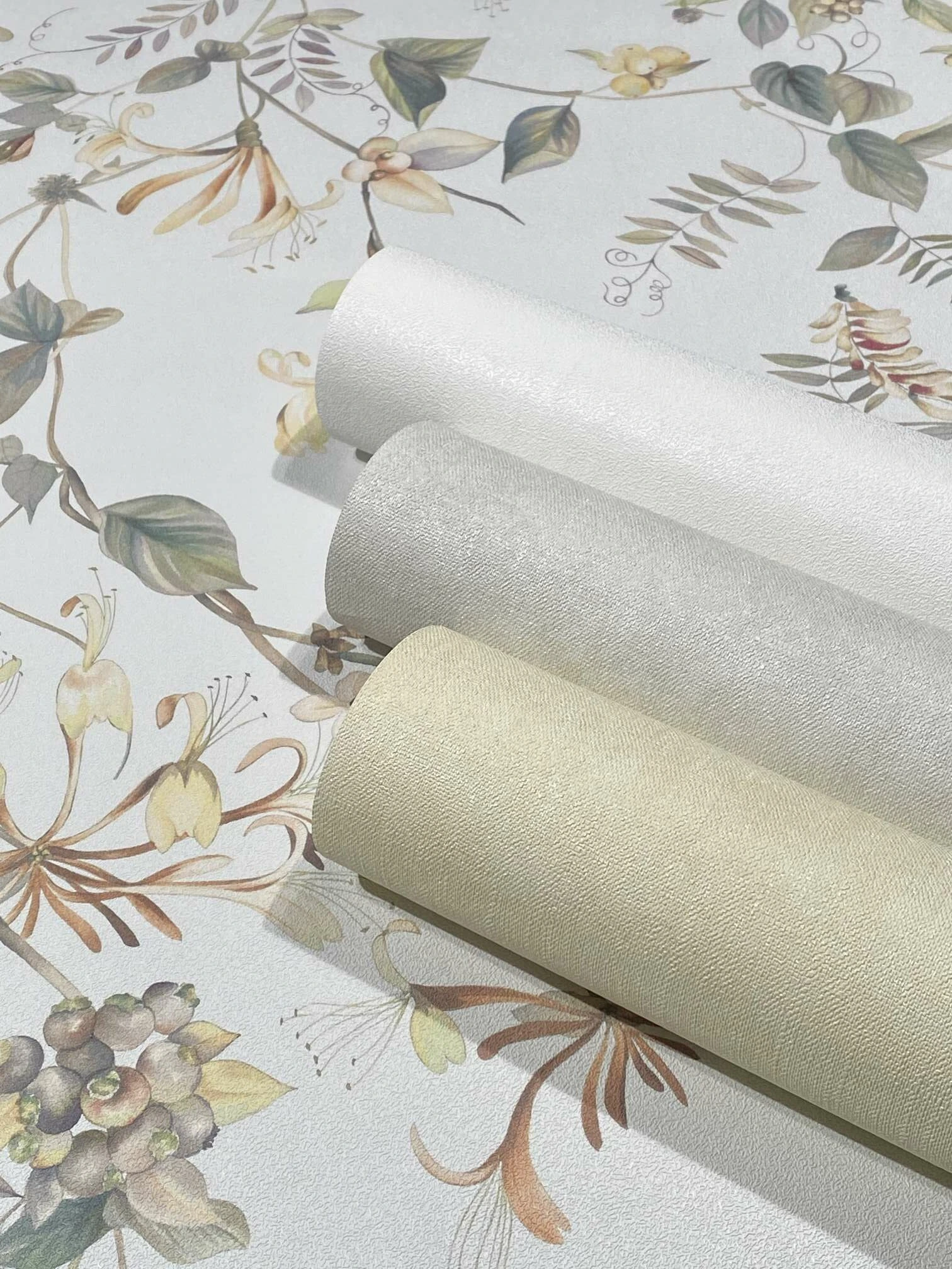 behang, vlies bloemen behang Flora wit, groen | wall-art.nl