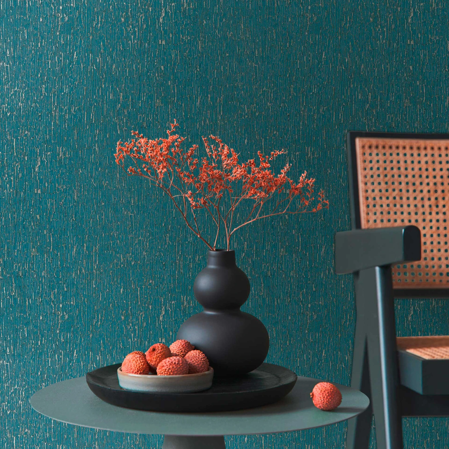 Structuurbehang met metallic effect blauw - modern vliesbehang | wall ...