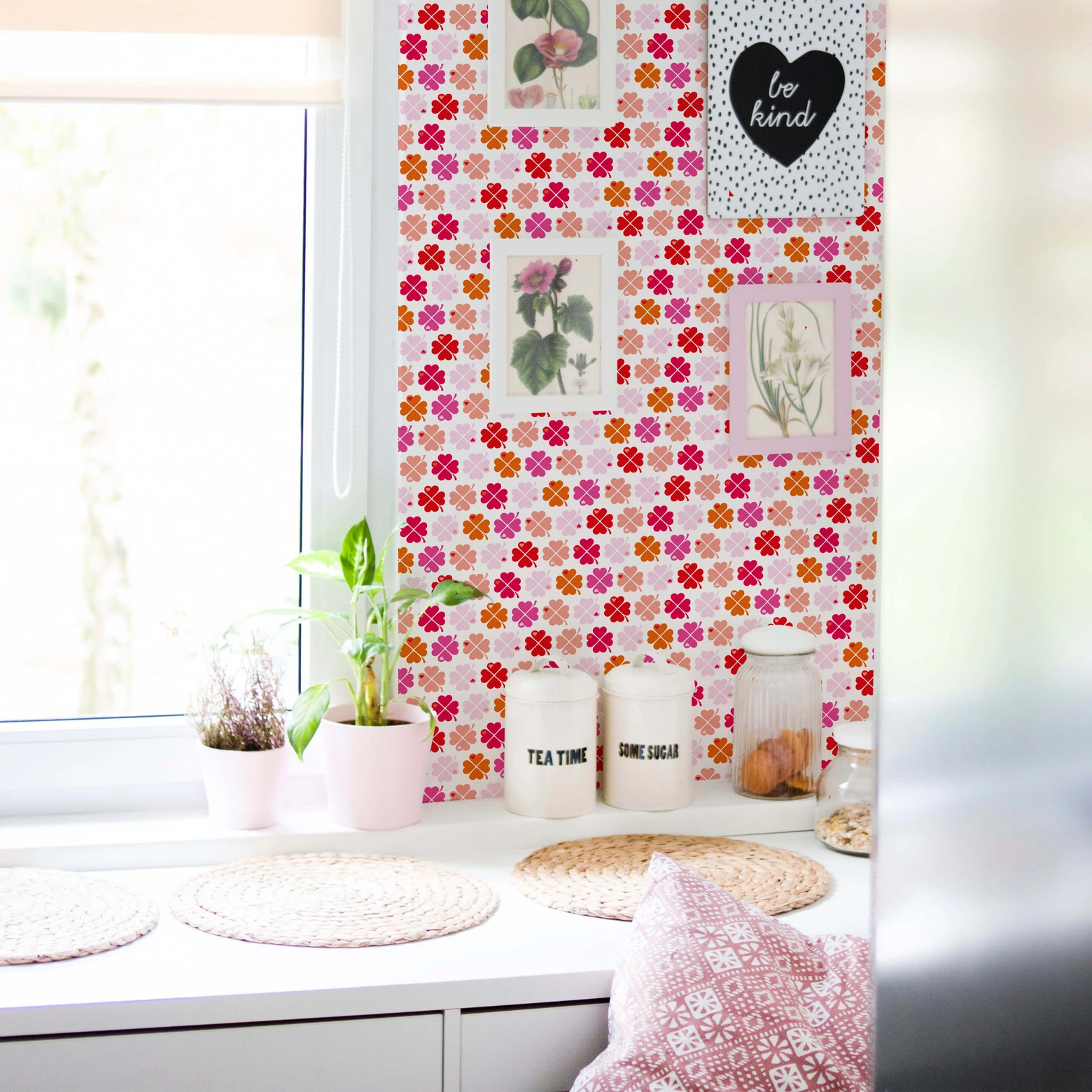 Mustertapete byGraziela - Kleeblatt pink | wall-art.de