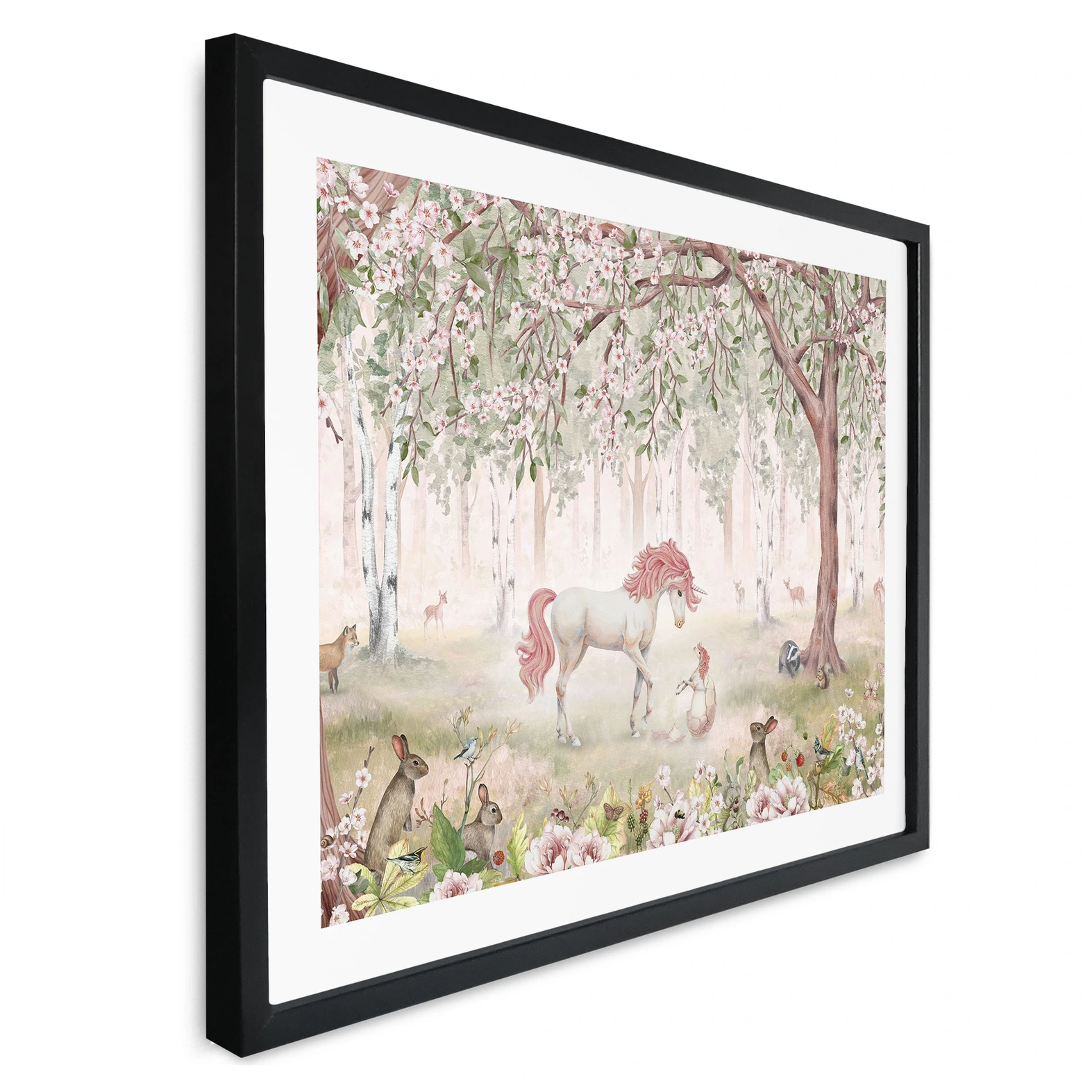 Poster Märchenhafter Wald mit Einhörnern - Kikki Belle | wall-art.de