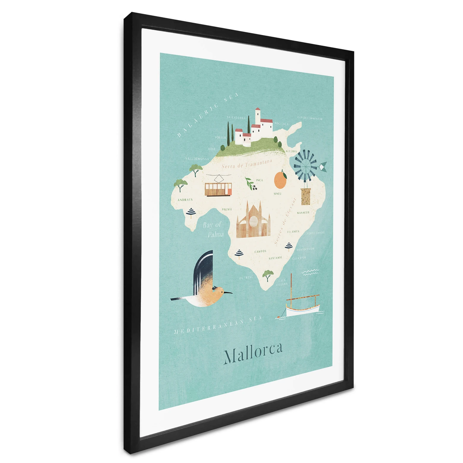 Poster Karte von Mallorca - Reiseposter - Rivers | wall-art.de