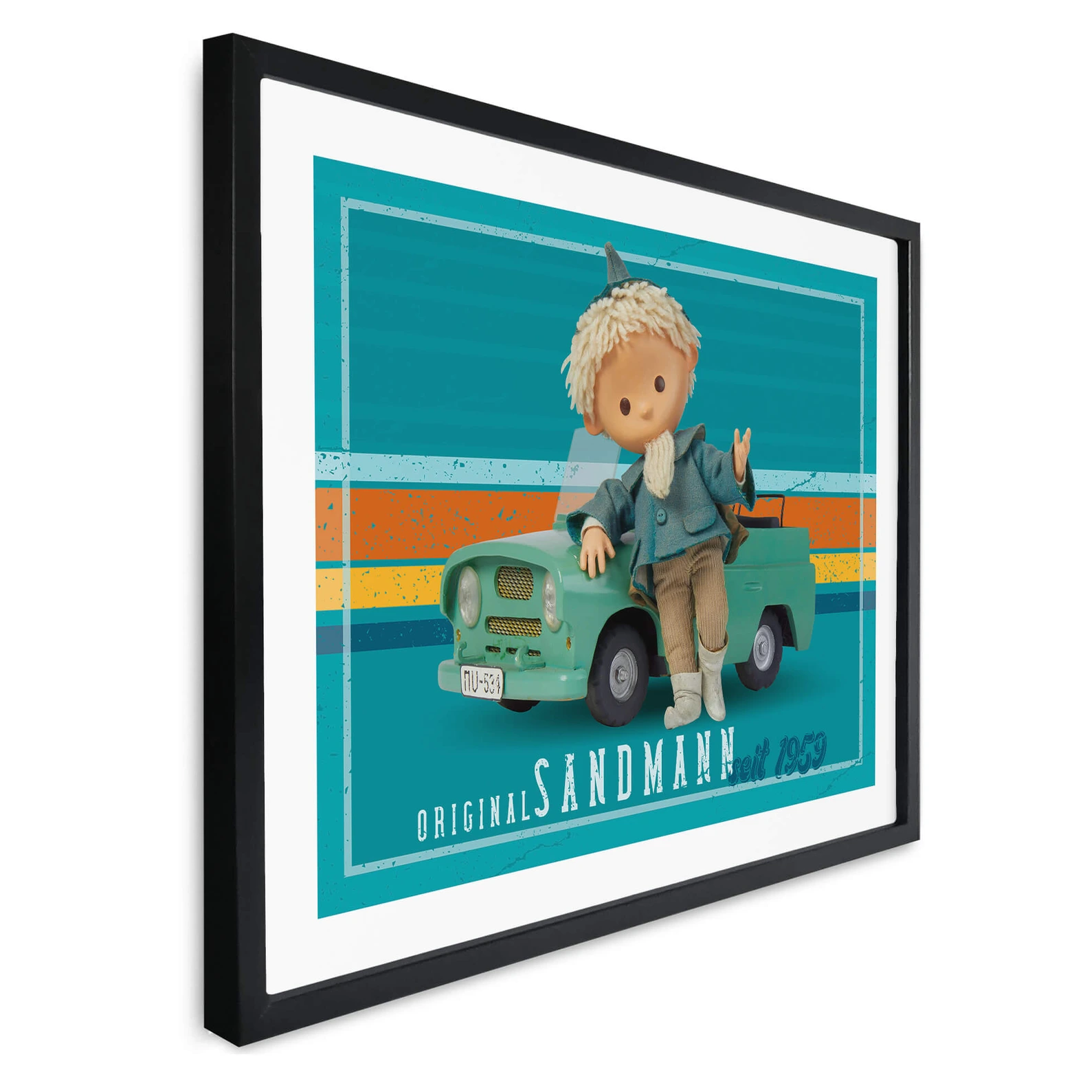 Poster Unser Sandmännchen - Sandmann mit Trabi - Kinderposter | wall-art.de