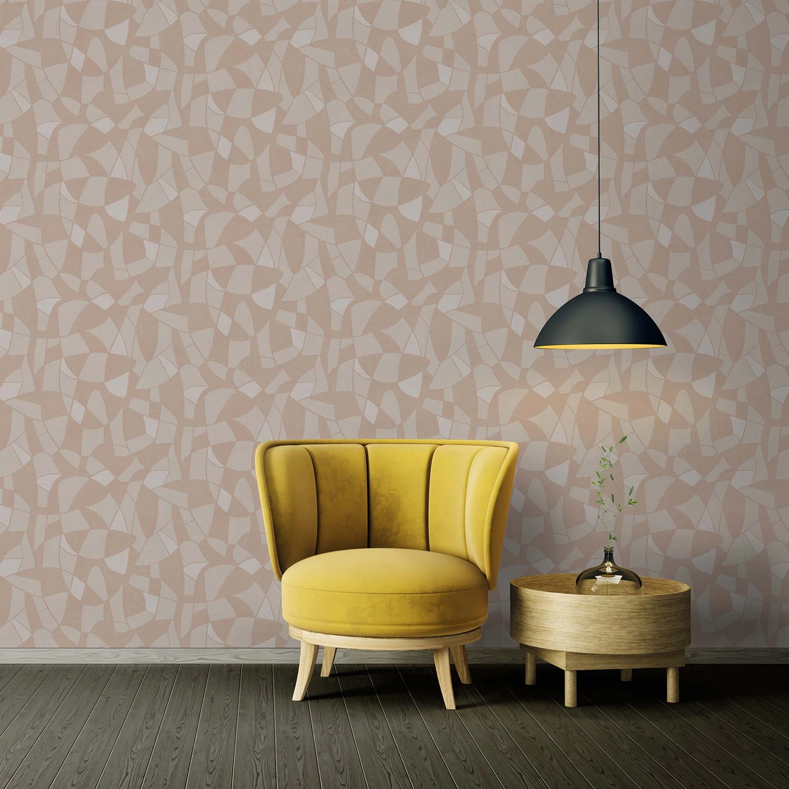 vintage design behang beige crème - vliesbehang woonkamer patroon ...