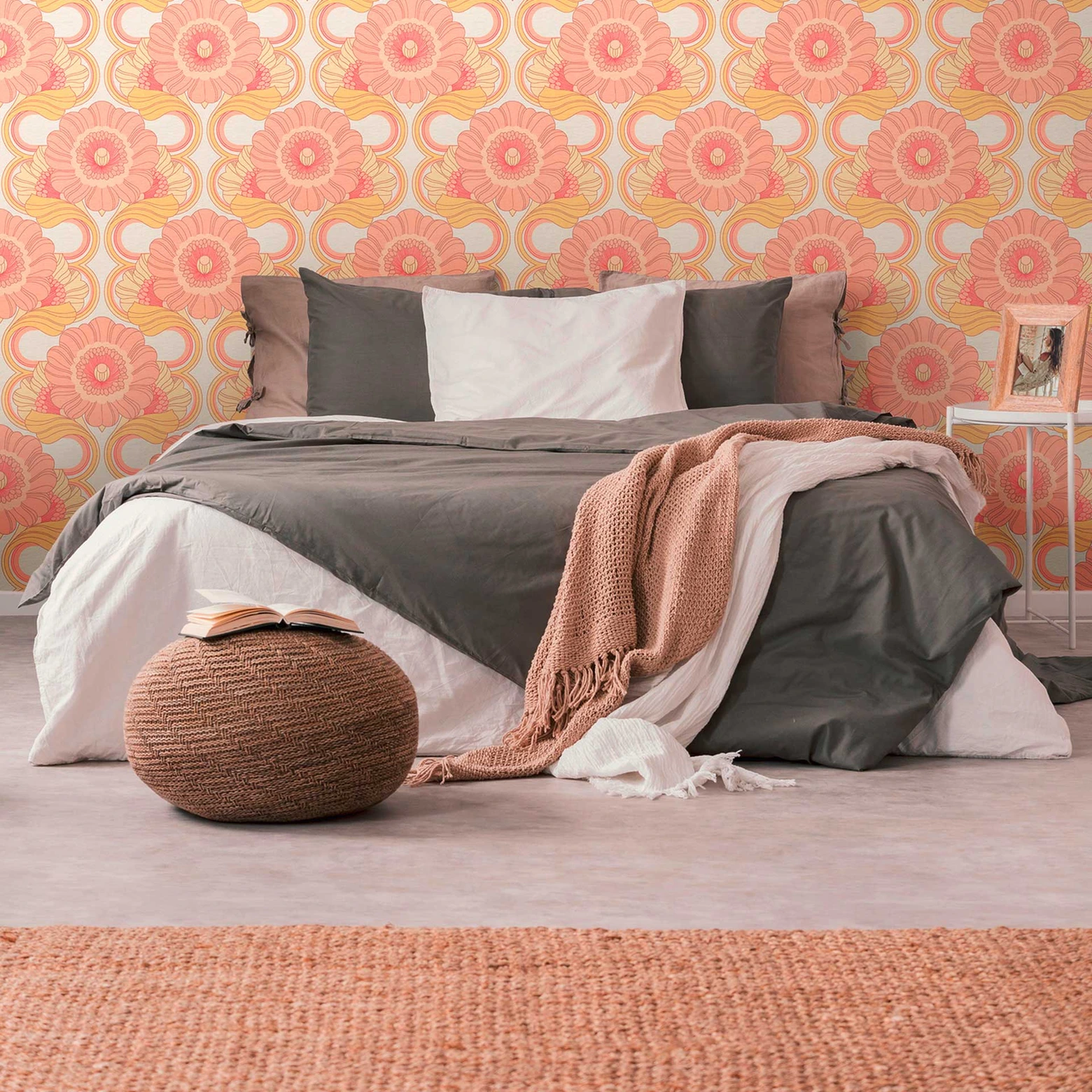 Retro-Tapete Bunt - Vliestapete floral im Retro-Stil - Vintage ...