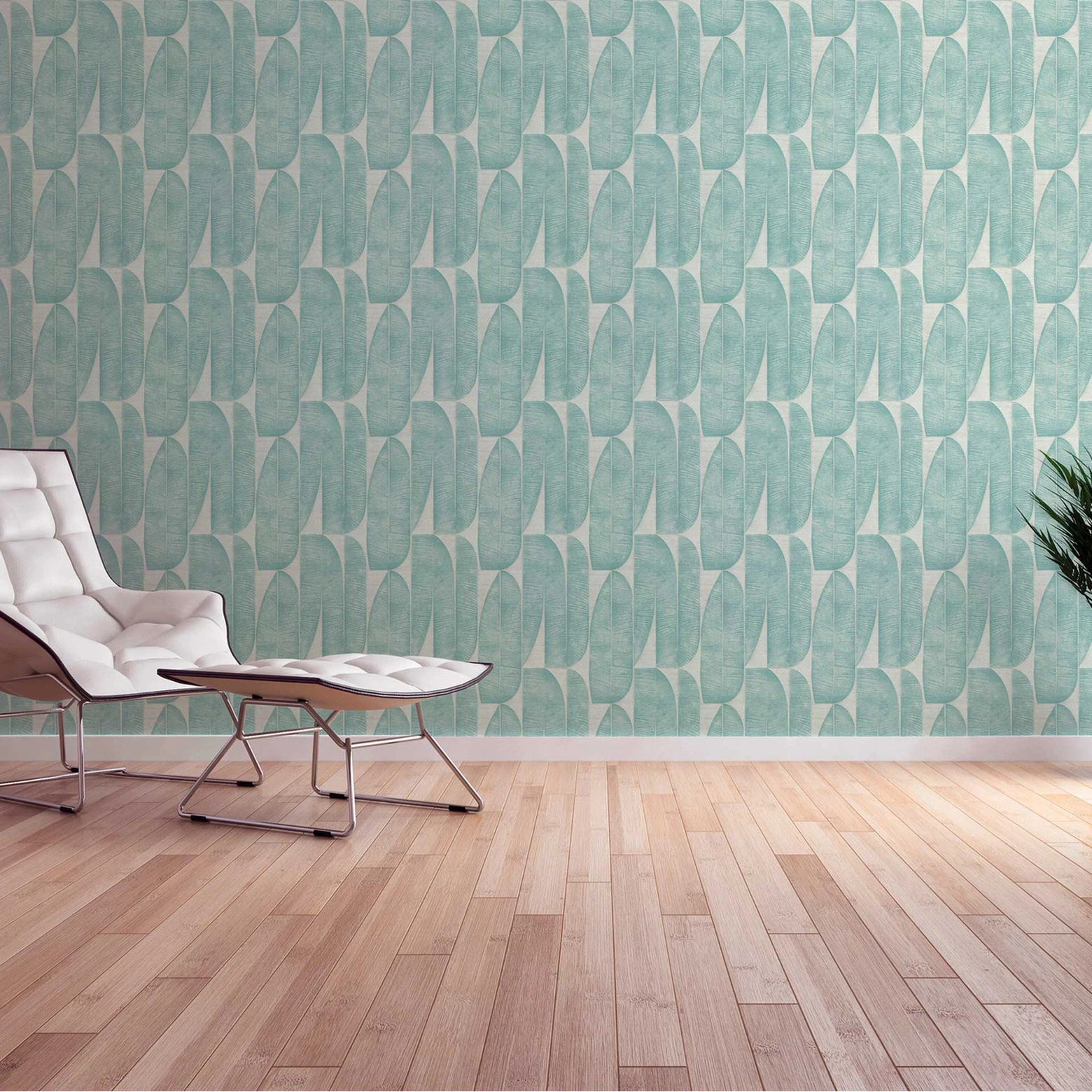 Vliesbehang met bladreliëf in lichtblauw - fris design voor een luchtig ruimtegevoel | wall-art.nl