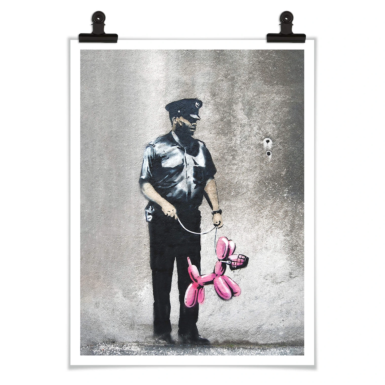 Poster Banksy - Police Guard Pink Balloon Dog | wall-art.de