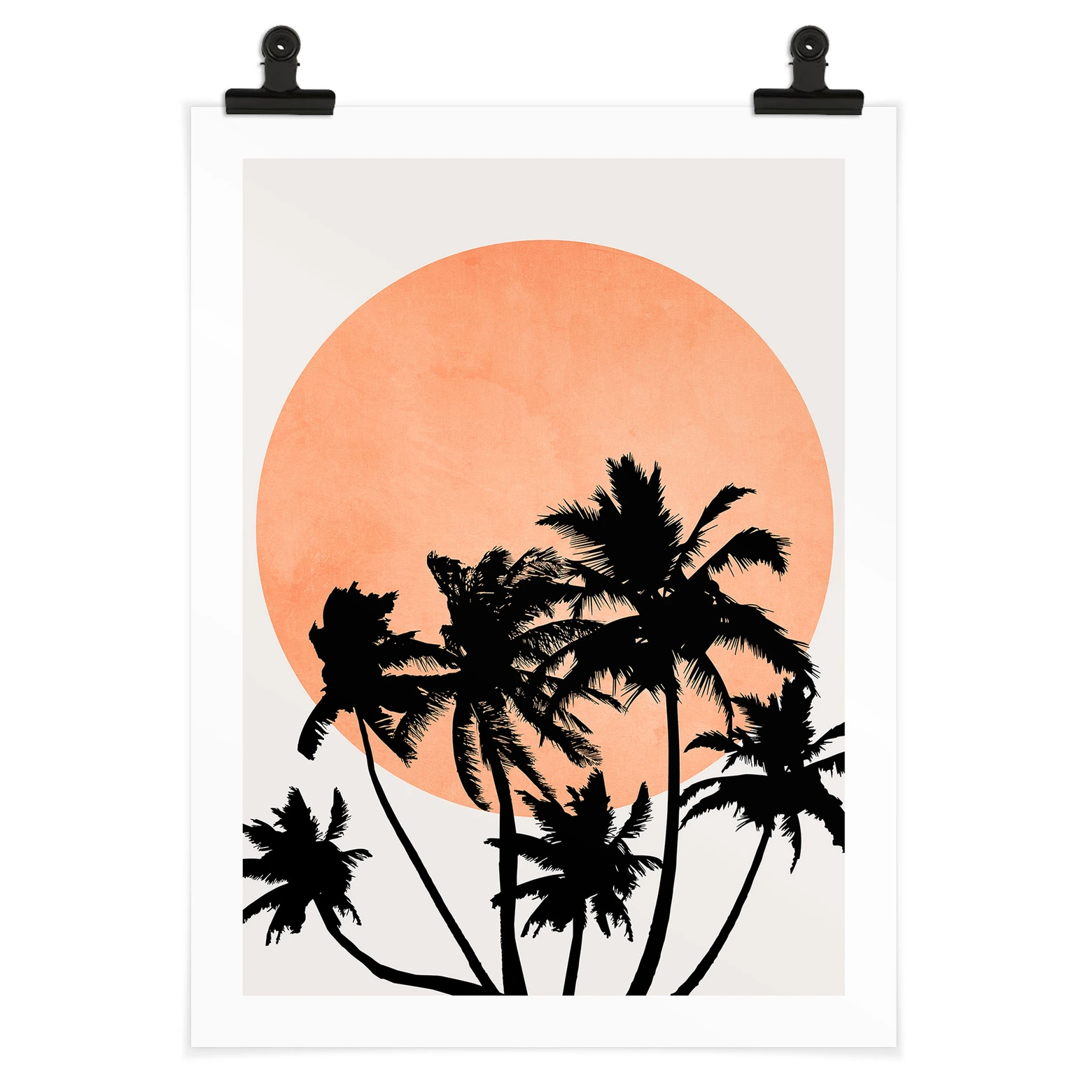 Poster Palmen vor der orangen Sonne - Kubistika | wall-art.de