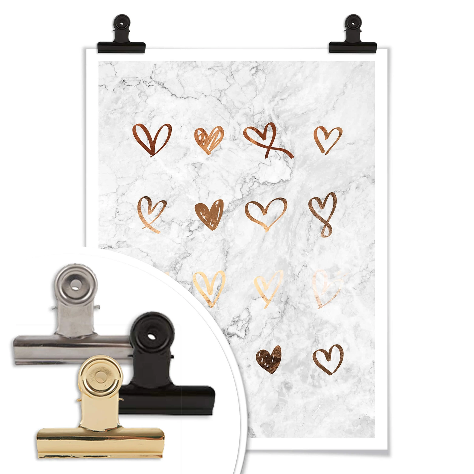 Poster Koper - Hearts | wall-art.nl