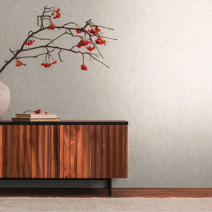 Tekstureret tapet kalkpuds look creme hvid - elegant ikke-vævet tapet ...