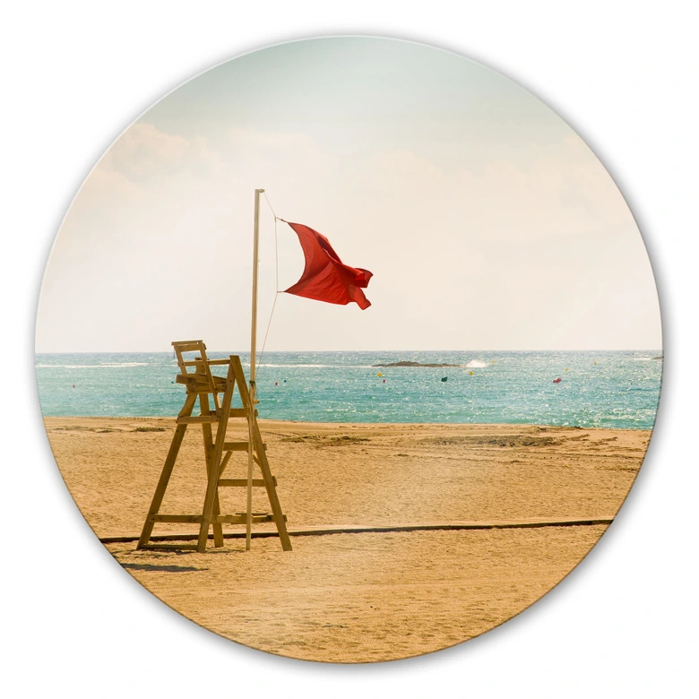 Glasbild Rote Fahne - rund | wall-art.de