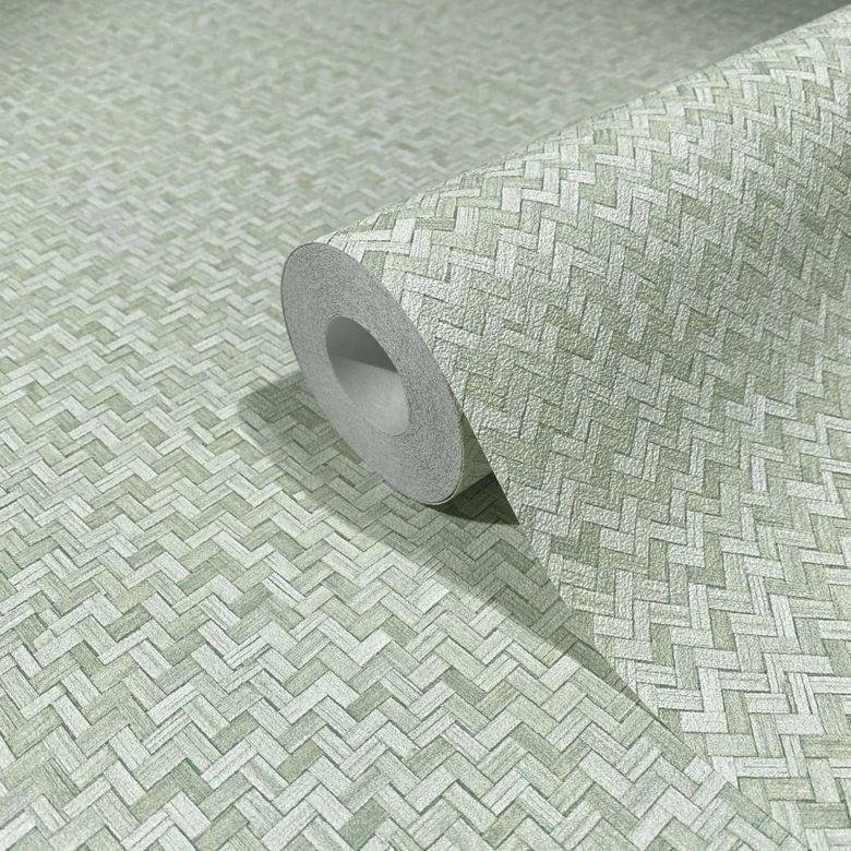 Grafisch behang, vliesbehang Flora groen | wall-art.nl