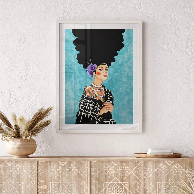 Poster Frau mit lila Hibiskus im Haar - Hülya | wall-art.de