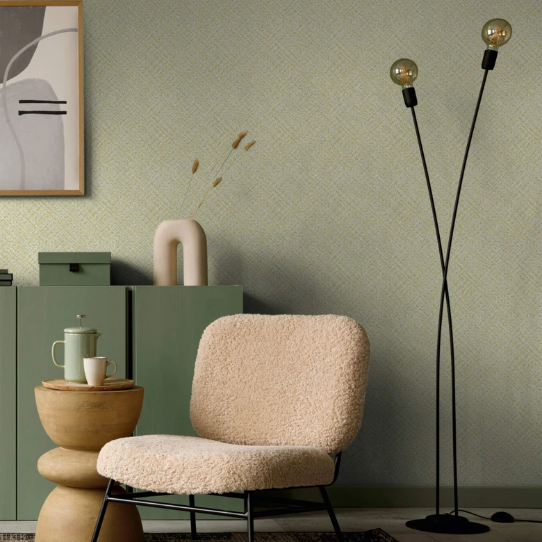 grafisch behang, vliesbehang Flora beige | wall-art.nl