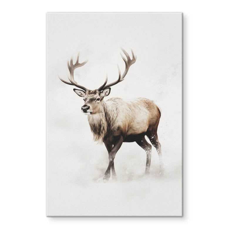 Acrylglasbild Hirsch im weißen Winter - Magnusson | wall-art.de