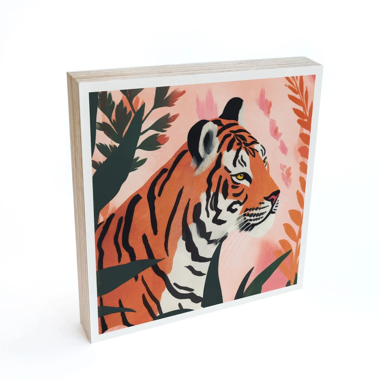 Billede af træ til at sætte op - Tiger i lyserød jungle - Treechild ...