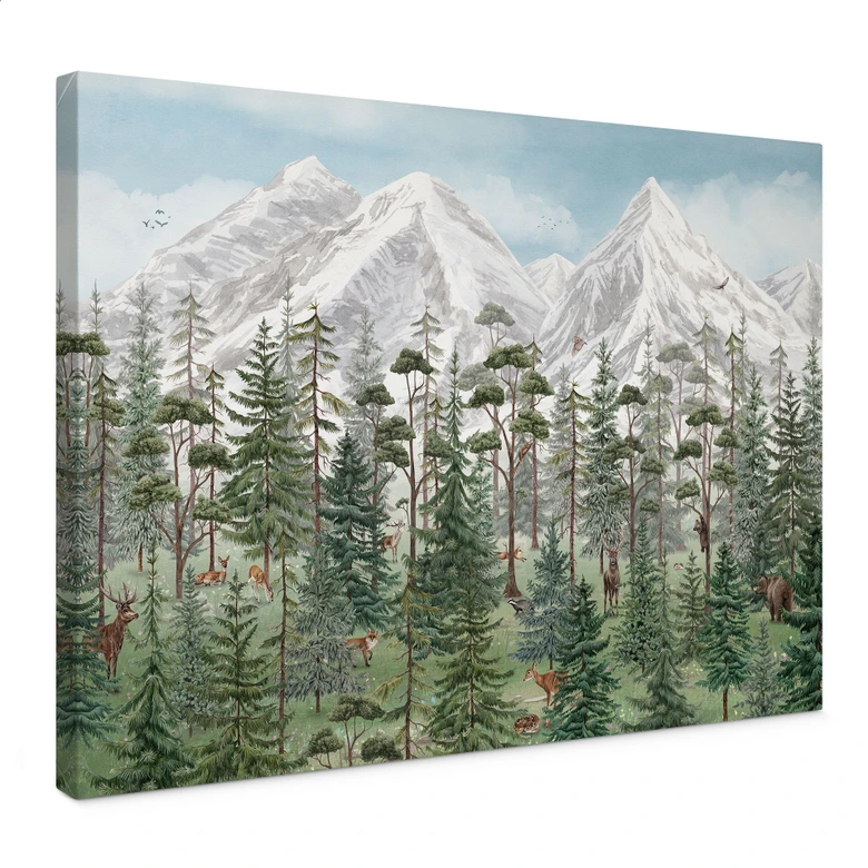 Tableau sur toile Animaux de la forêt alpine verte - Kikki Belle | wall ...