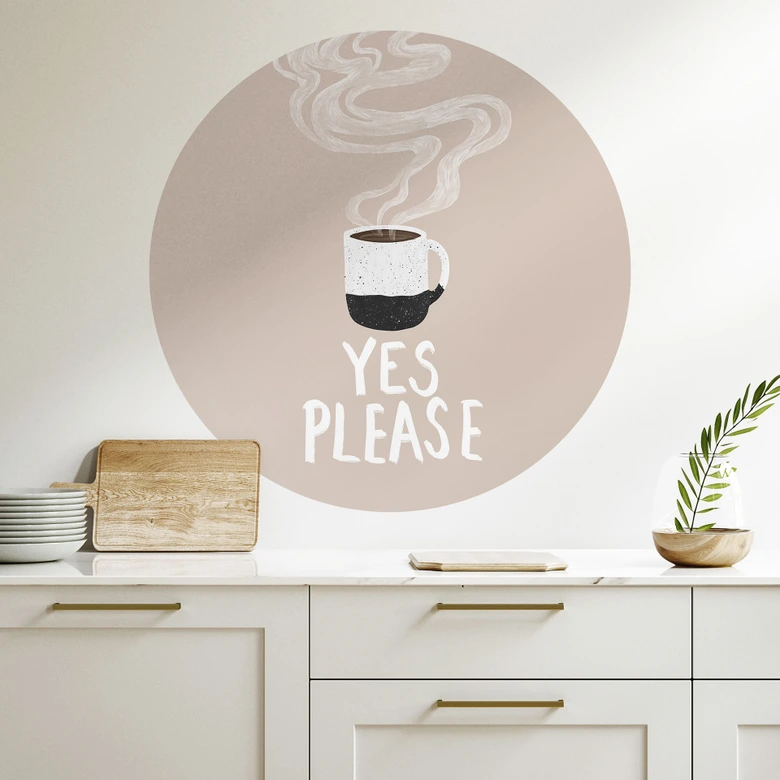 Wallsticker Varm kop kaffe om morgenen - EMELIEmaria - Rund | wall-art.dk