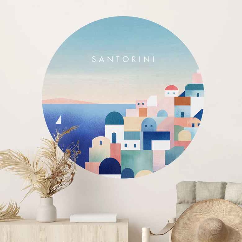 Wall Sticker Huse på Santorini - Rivers | wall-art.dk