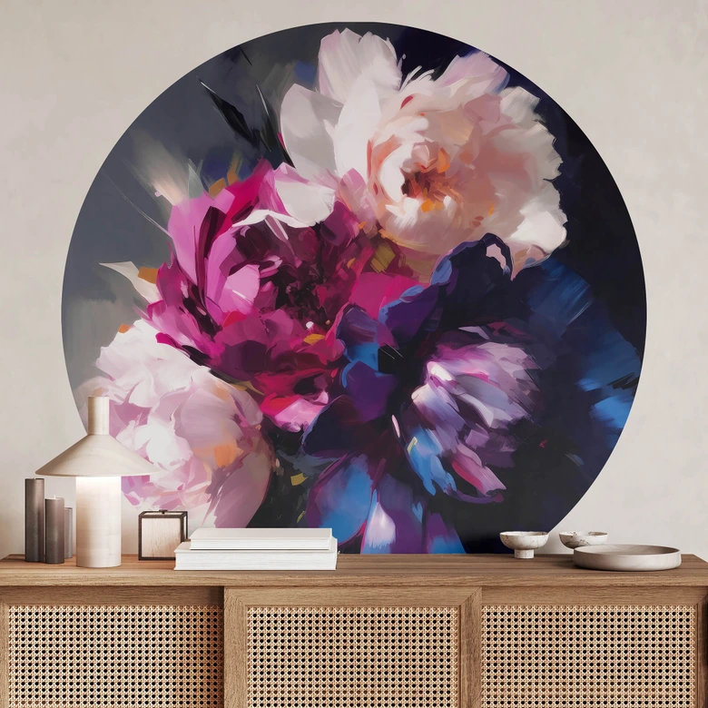 Sticker mural Treechild - Arrangement de fleurs vintage - rond | wall ...