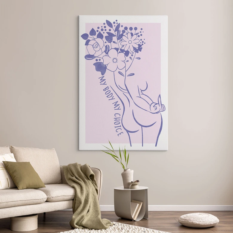 Tableau sur toile Body Positivity - Line Art Floral | wall-art.fr
