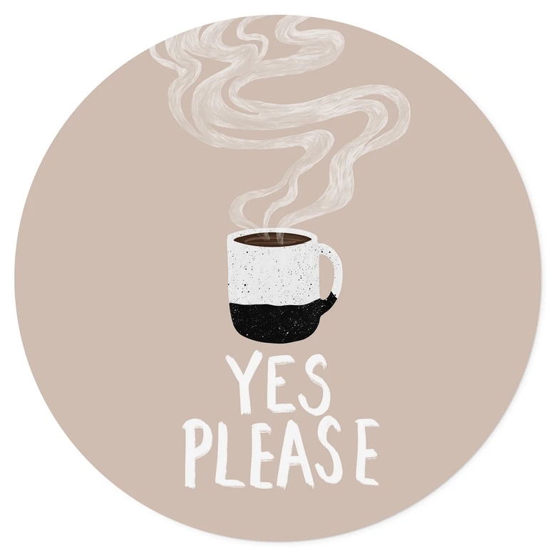 Wallsticker Varm kop kaffe om morgenen - EMELIEmaria - Rund | wall-art.dk