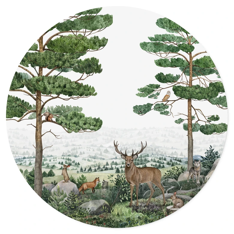 Kikki Belle Wallsticker - Dyreeventyr på landet - Rund | wall-art.dk