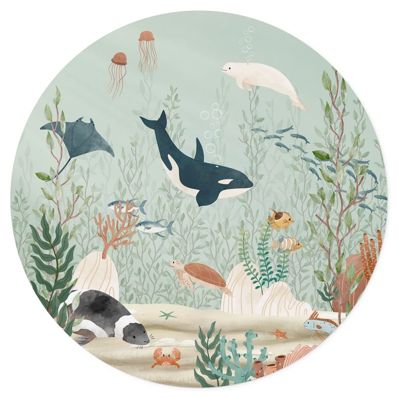 Wandtattoo Meerestiere tief im Ozean - Oliver Robins - Rund | wall-art.de