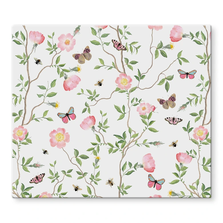 Herdabdeckplatte Rosa Christrosen im Frühling - UN Designs | wall-art.de