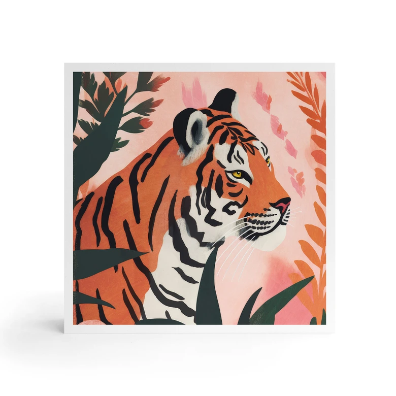 Billede af træ til at sætte op - Tiger i lyserød jungle - Treechild ...