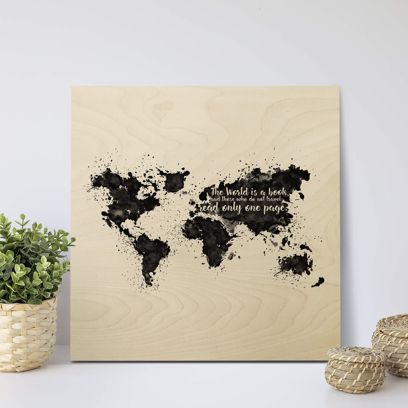 Holzposter The World is a book | wall-art.de