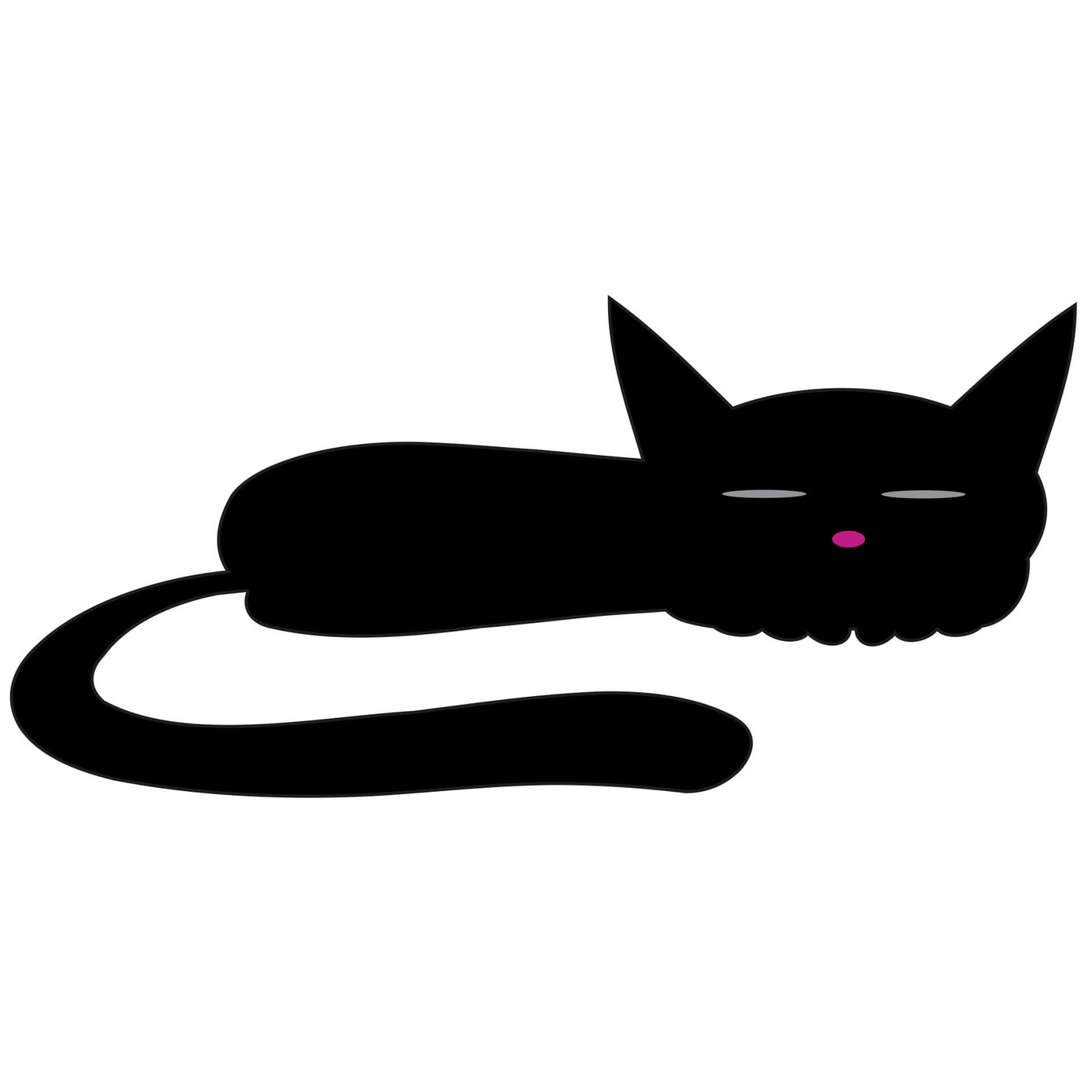 Sovende sort kat | wall-art.dk