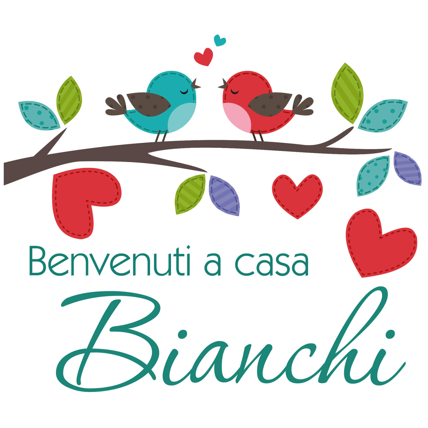 Sticker mural Benvenuti a casa + Nom à personnaliser | wall-art.fr